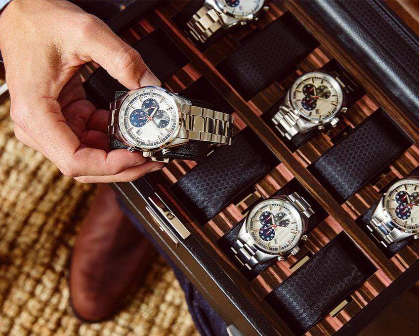 WOLF Roadster 10 Piece Watch Box with Drawer - LUX Watch Winders